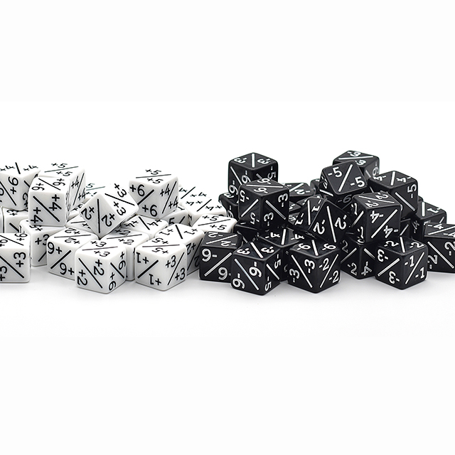 12x Dice Counters, 6x White +1/+1 and 6x Black -1/-1 for Magic the ...