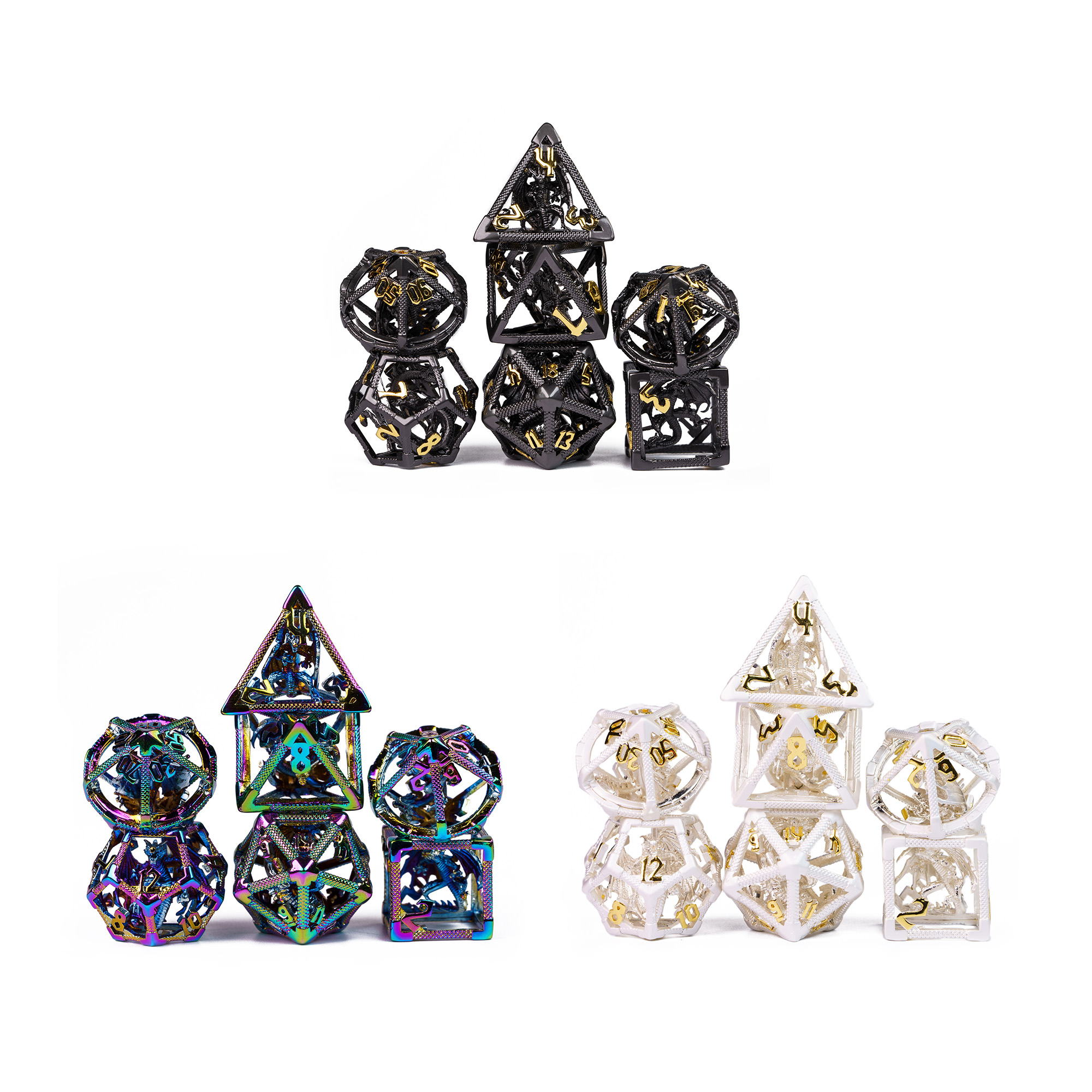 Silvery Series Metal D&D Dice Set for Role Playing Games