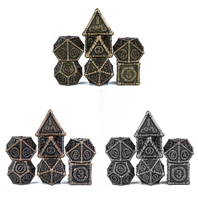 Barrel Plating Metal Dice（Steampunk）with Metal Box,Steampunk Set