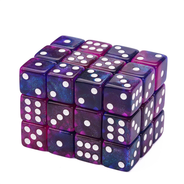 16mm Color Blend Glitter D6 Pip Dice,16mmD6