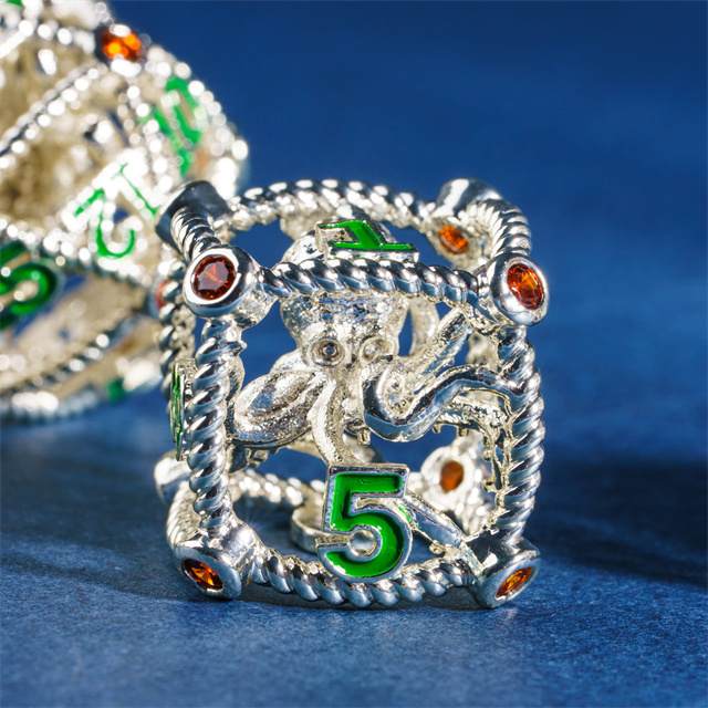 Silvery Series Metal D&D Dice Set for Role Playing Games