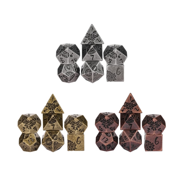 Barrel Plating Metal Dice (Lotus) with Metal Box,Metal Lotus