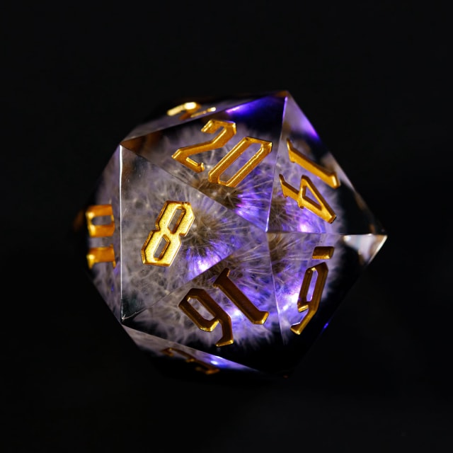 Handmade Dandelion 55mm D20 Dice (LED Wireless Charging ),Sharp 55mm ...